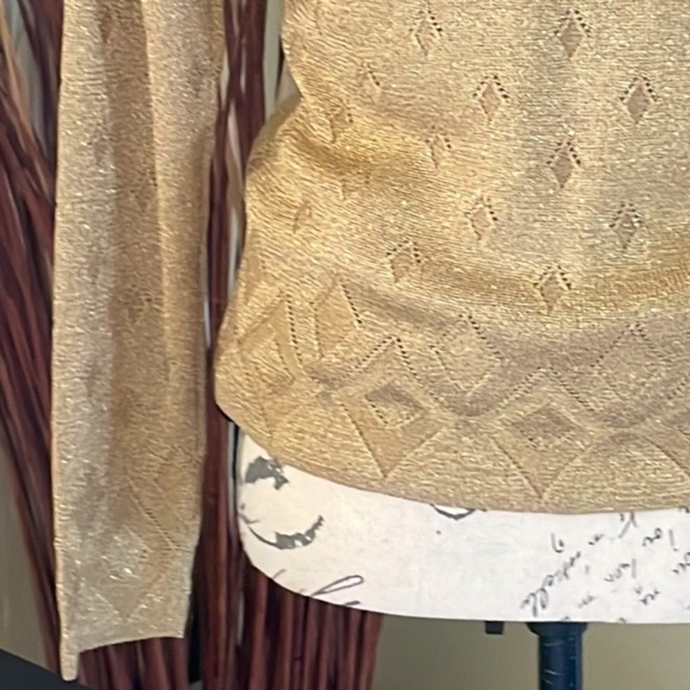 Vintage Ann Taylor Shimmering Metallic Gold Cardigan - Gem